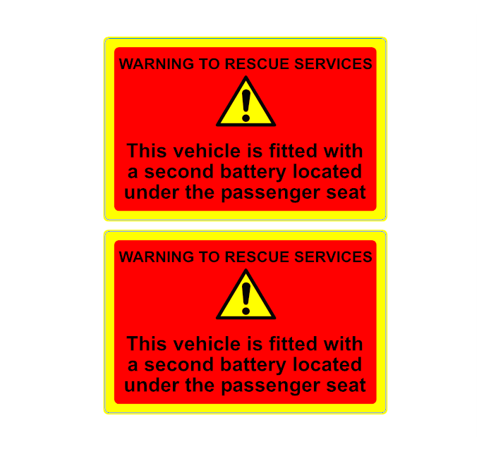 Dual Battery Warning Sticker - Pair - 90mm x 60mm – Safe Response UK
